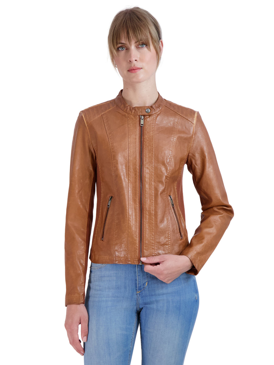 Sebby Collection Women's Faux Leather Jacket